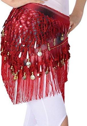LaoZanA Ceinture Danse Orientale Femme Belly Danse Ventre Orientale Hanche Costume Professionnel mit Sequins One Size Rouge