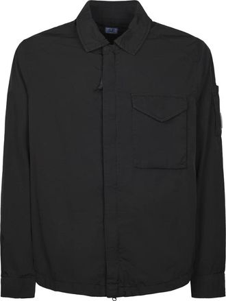 C.P. Company C.p. Company, Homme, Vestes, Noir, Taille: M Chrome-R Zipped Lens Overshirt