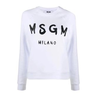 Msgm Logo-bedrucktes Crewneck-Sweatshirt - - Sweatshirts & Hoodies - Damen - Wei&szlig; - L