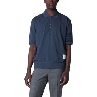 Thom Browne Polo en coton - Homme - Tops - Bleu - Taille: M
