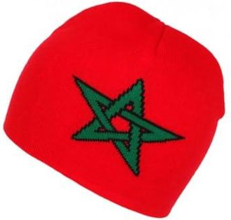 Nyls Création Bonnet Maroc Rouge et Vert Drapeau Marocain Etoile 5 Branches - Taille Unique - Rouge