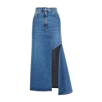Alexander McQueen Blaue Denim Midi-Rock mit Cut-Out-Details - - Skirts - Damen - Blau - M