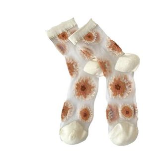 Generic Cocila Chaussette Personnalis&eacute; Chaussettes Pour Femmes Et Filles, En Dentelle, Transparentes, D&Eacute;t&eacute; Nylon Collants R&eacute;sistant Grande Taille (Beige, One 