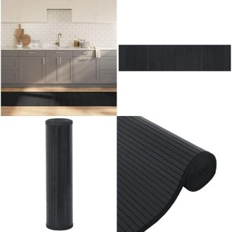 vidaXL Teppich Rechteckig Schwarz 70x300 cm Bambus - Bambus Teppich - Wohnzimmer Teppich - Flur Teppich - Rechteckiger Teppich - Schwarzer Teppich - Home &