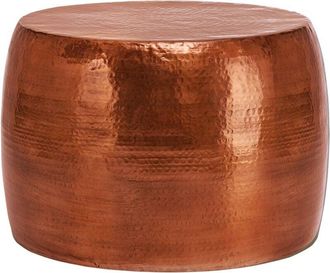 WOMO-DESIGN Womo-design - Table Basse Martelée de Salon - Table dAppoint Ronde Artisanale ø 59 x 41 cm - Aluminium Cuivre - Design Oriental - Finition Martelée