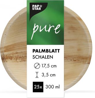 Papstar Schale pure rund, 300 ml, &Oslash; 17,5 cm aus Palmblatt