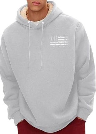 Generic Manteau à capuche moelleux pour homme - Printemps et automne hiver - Imprimé 2D - Drapeau national rétro - Mode décontractée - En velours épais - Pour