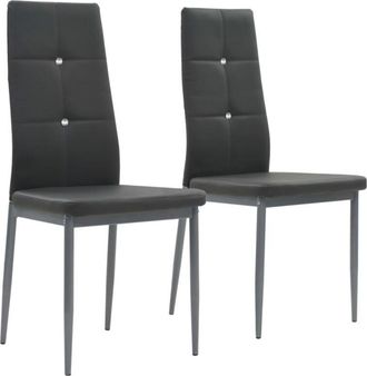 vidaXL Esszimmerstühle 2 Stk. Grau Kunstleder vidaXL