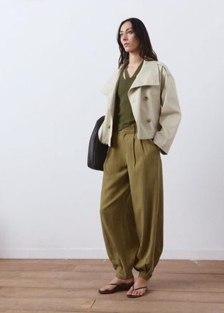 Mango Feinstrick-Top mit kombiniertem Kragen khaki - Damen - XS - MANGO