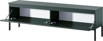 Selsey TV Schrank Board Sideboard Fernsehtisch Fernsehschrank Mit Schr&auml;nken 175 cm Schwarze Beine Dunkelgr&uuml;n Bemmi
