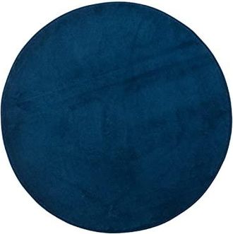 Gözze Premium Rutschfester Runder Badezimmerteppich, RIO, 100% Microfaser, Ø 110 cm - Dunkelblau