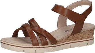 Caprice Damen Sandalen mit Absatz aus Leder mit Fußbett, Braun (Cognac Nappa), 40 EU