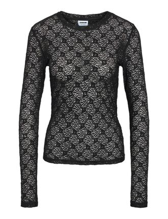 Noisy May Damen Nmjudith L/S Lace Top Noos, Schwarz, M EU