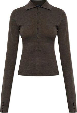 Jacquemus Femme, Pulls, Brun, Taille: 32 FR Le Polo Merino ML