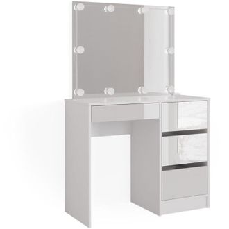 Vicco Coiffeuse Sherry, Blanc, 90 cm avec &eacute;clairage LED, Vicco