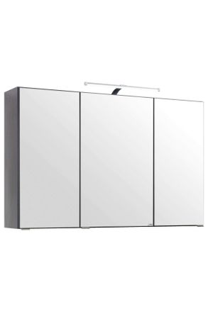 Xora Spiegelschrank, Graphit, Metall, 6 F&auml;cher, 100x64x20 cm, Made in Germany, Badezimmer, Badezimmerspiegel, Spiegelschr&auml;nke