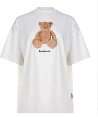 Palm Angels Femme, Tops, Blanc, Taille: 38 FR T-Shirt Oversize