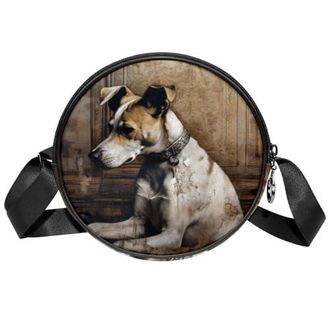 Generic Sac &agrave; bandouli&egrave;re rond pour femme, petit sac &agrave; bandouli&egrave;re vintage avec fermeture &eacute;clair, bretelles r&eacute;glables, sac &agrave; main rond d&eacute;contract&eacute; pour femmes