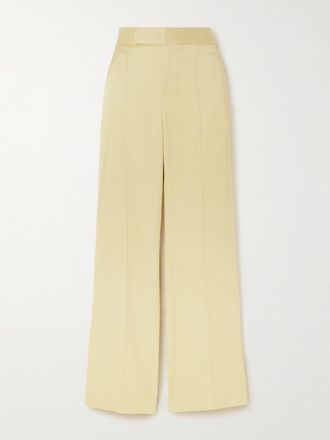 SA SU PHI Pantalon Droit En Satin De Soie M&eacute;lang&eacute;e Andrea - Jaune