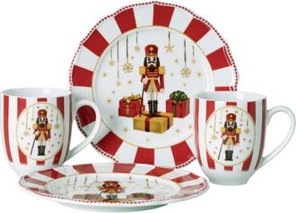 Hutschenreuther Weihnachten Christmas Love red Set 4-teilig bestehend aus: 2 x Teller 22 cm, 2 x Becher mit Henkel 0,40 l; im Geschenkkarton