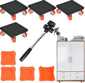 Generico Gleiter für 360 Grad drehbare Rollen, hohe Widerstandsfähigkeit, Werkzeug zum Verschieben und Anheben von Sofa, Klavier, Schreibtisch, Büro, Zuhause, 