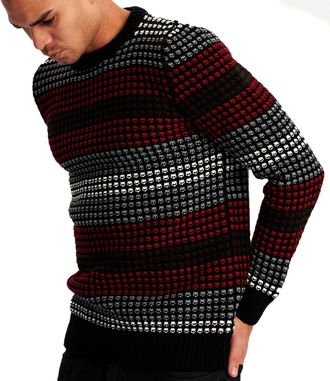 LEIF NELSON Strickpullover Herren Rundhals (Schwarz, Größe XXL) - Dünner Männer Strick Pullover für Winter & Sommer - Coole Crewneck Männer Pullover