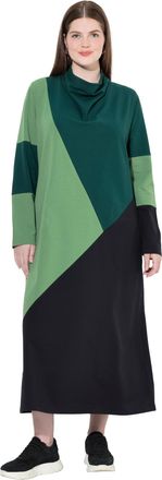 Ulla Popken Damen große Größen Übergrößen Plus Size Sweatkleid, Wasserfall-Ausschnitt, Langarm, Biobaumwolle