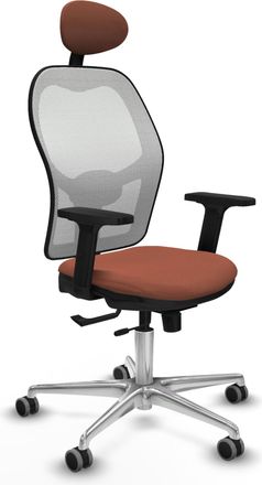 Piqueras y Crespo Brauner Schreibtischstuhl Jorquera mit 2D-Armen, h&ouml;henverstellbarer Lendenwirbelst&uuml;tze und festem Kopfteil, ausgestattet mit Syncro/Traslack und injiz