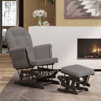 vidaXL Schaukelsessel mit Hocker Gleitend Dunkelgrau Stoff - Vidaxl