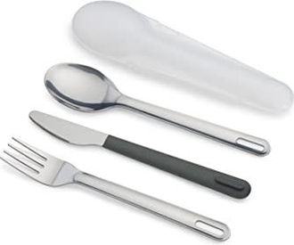 Joseph Joseph GoEat Edelstahl Reisebesteck Set, Besteck für unterwegs. Bestehend aus Messer, Gabel und Löffel- Grau