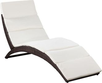 vidaXL Vidaxl - Chaise longue pliable avec coussin Résine tressée Marron