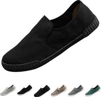 Generic Chaussures classiques en toile pour homme - Douces et confortables - Chaussures de sport plates - Chaussures de course &agrave; enfiler - Respirantes et conf