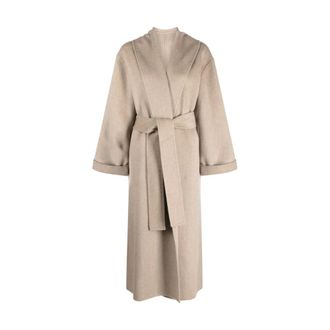 By Malene Birger Femme, Manteaux, Beige, Taille: 34 FR Manteau en Laine Beige Amande Col Ch&acirc;le