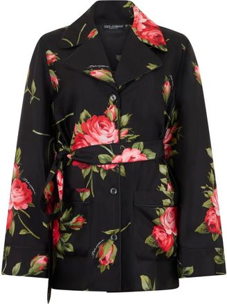 Dolce & Gabbana Femme, Vestes, Noir, Taille: 44 FR Chemise en twill vanit&eacute; imprim&eacute;e bouquet de roses