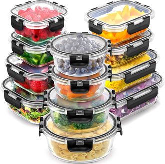 Zulay Kitchen Zulay 12er-Set Glas-Frischhaltedosen f&uuml;r Meal Prep, Tupperdosen Set aus Glas mit luftdichten Deckeln - Meal Prep Boxen Gl&auml;ser, sp&uuml;lmaschinen-, mikrowe