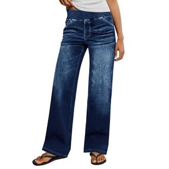 Generic Y2K Y2K Jean &agrave; jambes larges pour femme - Taille haute - Stretch - Jean Boyfriend Y2K - &Eacute;l&eacute;gant - Vintage - Pantalon de loisirs - Couleur unie - Panta