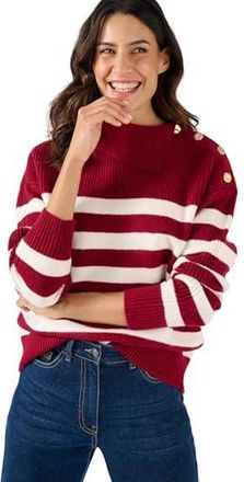 Damart Pull marinière épaule boutonnée Femme Rouge Rayé Taille 46/48