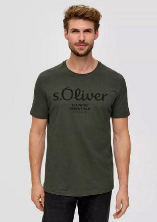 s.Oliver T-Shirt Casual mit Rundhals-Ausschnitt, kurzarm, Logo-Aufdruck im 2er Pack