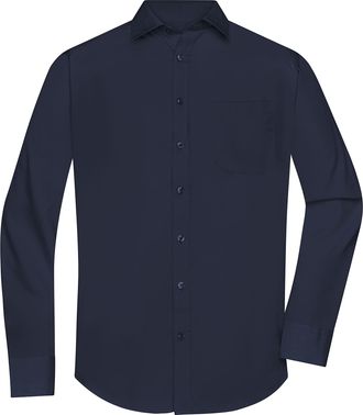 James & Nicholson Herrenhemd Poplin Langarm - Klassisches Hemd mit Brusttasche in gro&szlig;er Farbauswahl | Farbe: navy | Gr&ouml;sse: 3XL