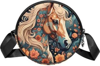 Generic Petit sac &agrave; bandouli&egrave;re rond pour femme, sac &agrave; bandouli&egrave;re avec fermeture &eacute;clair, bretelles r&eacute;glables, style d&eacute;contract&eacute;, pour femmes et filles