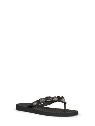 Balenciaga Womens Thong Sandals Cagole Recycled Rubber Black Polyurethane