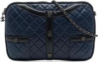 Chanel Sac bandouli&egrave;re matelass&eacute; en cuir dagneau Pre-owned - Femme - Pre-owned - Bleu - Taille: ONE Size