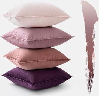 Miulee Lot De 4 Housses De Coussin en Velours 40x40cm Violette Coussin Canape Housse Coussin Coussins DéCoratifs Coussins Et Accessoires Coussin Banquette Ho