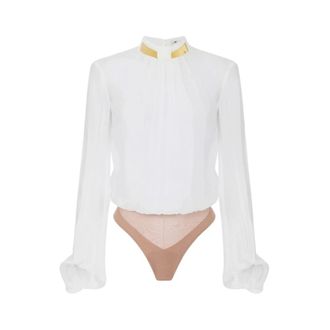 Elisabetta Franchi Georgette-Body - - Tops - Damen - Wei&szlig; - L