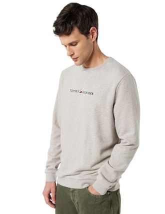 Tommy Hilfiger Herren Sweatshirt Track Top mit Rundhalsausschnitt, Beige (Heathered Pebble), XL