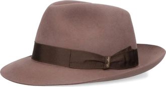 Borsalino ribbon-detailed felt hat - Marron