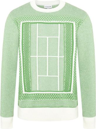 Lacoste Jacquardstrick-Pullover mit Tennisplatz-Motiv, Classic Fit in