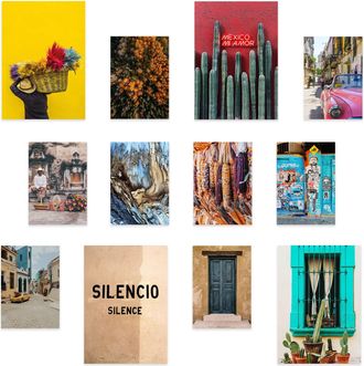 Nacnic Mexikanisches Fotografie-Set: 12 Drucke (4 A3, 8 A4) - Lebendiges Design, rahmenlos - Fesselnde Mexiko-inspirierte Kunstwerke Wandkunst Poster Wanddek