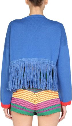 Gallo Logo-Embroidered Cotton-Acrylic Blend Sweater - Blue