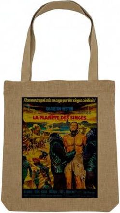 Fabulous Sac Shopping Tote Bag Aspect Lin - la Plan&egrave;te des Singes Vieille Affiche Fran&ccedil;aise de Film R&eacute;tro Poster Cin&eacute;ma Vintage - Sac de Courses Toile Epaisse 